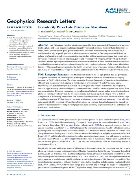 Pdf Eccentricity Paces Late Pleistocene Glaciations