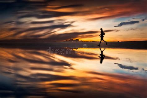 Woman At Sunset By The Water Neural Network Generated Art Stock