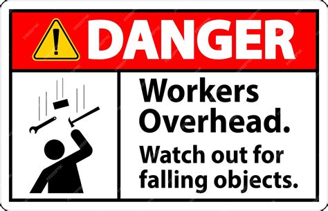 Premium Vector Danger Falling Debris Sign Workers Overhead Falling Objects