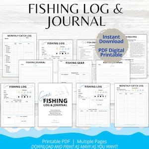 FISHING LOG JOURNAL Printable Fishing Log Monthly Fishing Log Fishing Journal Fishing