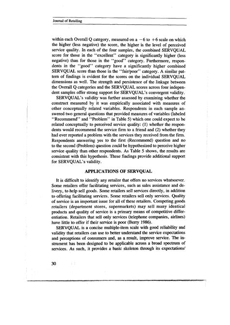 SERVQUAL A Multiple Item Scale For Measuring Consumer Perceptions Of Service Quality PDF