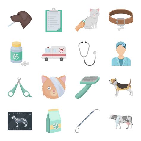 Desenhos Animados De Clínica Veterinária Definir ícone Hospital