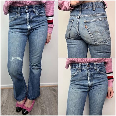 Levis Vintage W2627 L29 Flare Orange Tab Bell Bottom Blue Faded 70s Etsy
