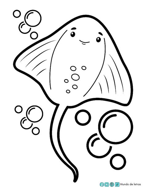 Mantarraya Pez Animado Para Colorear Mar Para Colorear Pez Para