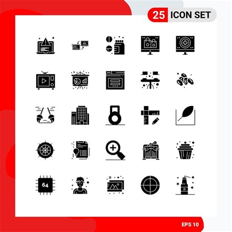 25 Universal Solid Glyphs Set For Web And Mobile Applications T Christmas Data Box Medical