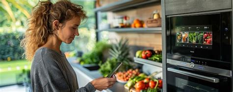Premium Photo Smart Kitchen Appliances With Remote Monitoring Background