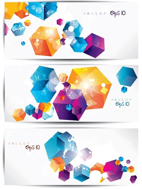 Premium Vector Set Of Abstract Colorful Web Headers And Cards Abstract Vector Illustration