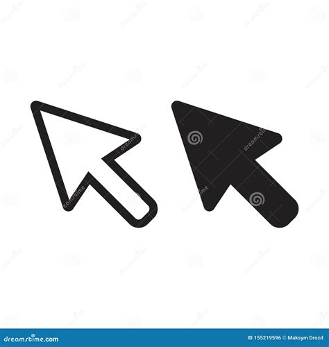 Computer Mouse Cursor Line Icon In Flat Style Arrow Cursor Vector Illustration On White