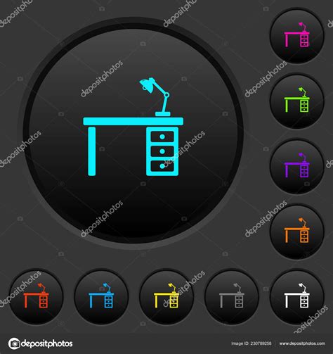 desk lamp dark push buttons vivid color icons dark grey stock vector by