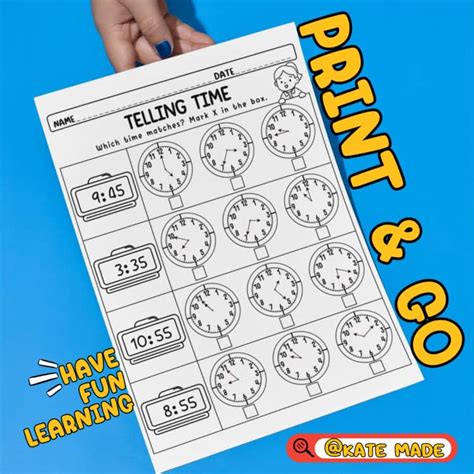 Telling Time Worksheets Match Digital Time To Analog Clocks Practice