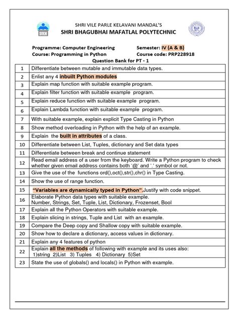 Python Qb Pt1 Pdf Computer Engineering Information Technology