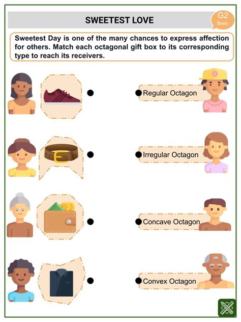 Octagon Sweetest Day Themed Math Worksheets Age 6 7