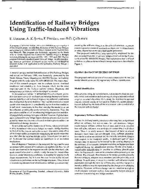 pdf identification of railway bridges using traffic induced