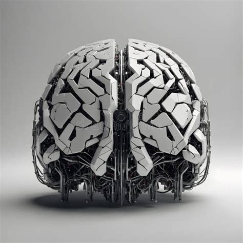 monochrome 3d polygonal brain with circuits symbolizing ai and