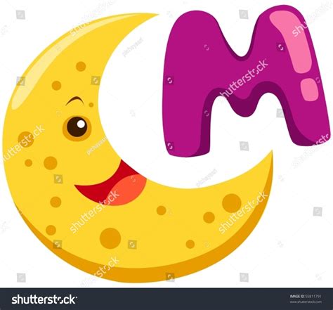 Illustration Isolated Alphabet M Moon On Stock Vector Royalty Free
