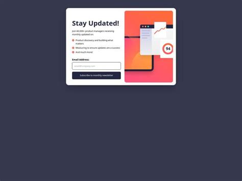 Frontend Mentor Responsive Newsletter Sign Up Modal Using Sveltekit And Tailwindcss Coding