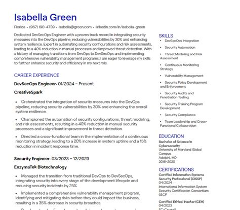 2 Devsecops Engineer Cv Examples Free Templates