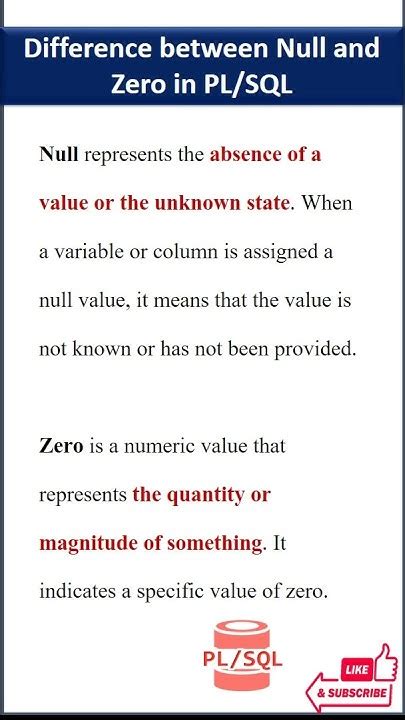 Difference Between Null And Zero In Plsql Plsql Interviewpreparation