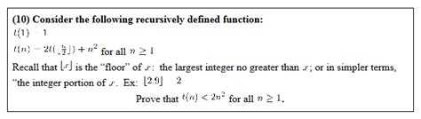 Solved Consider The Following Recursively Defined Function