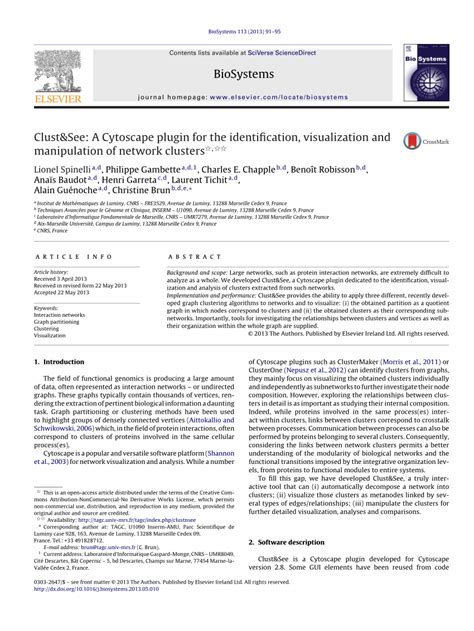 Pdf Clustandsee A Cytoscape Plugin For The Identification Visualization And Manipulation Of