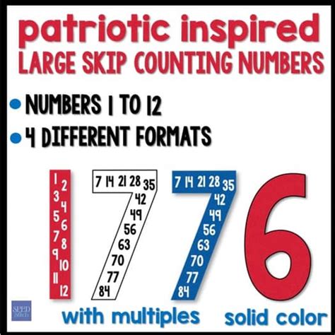 Skip Counting Large Numbers Multiples Display Patriotic Themed