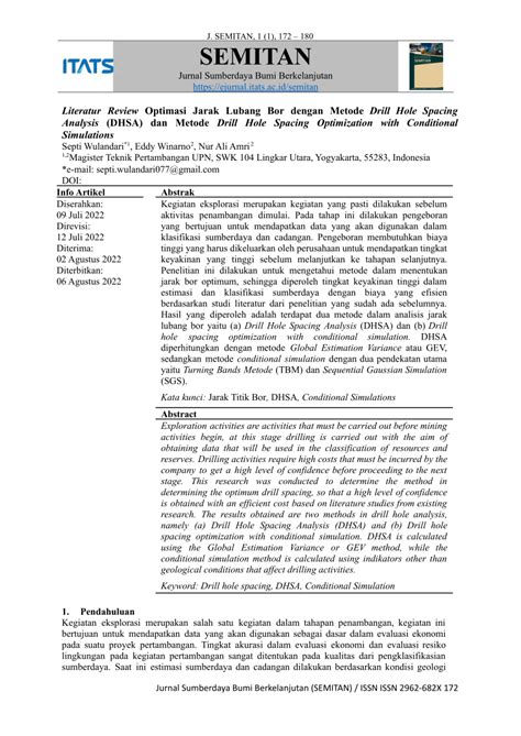 pdf literatur review optimasi jarak lubang bor dengan metode drill