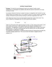 Lab 10 Uniform Circular Motion Docx Uniform Circular Motion Purpose To Verify The Second