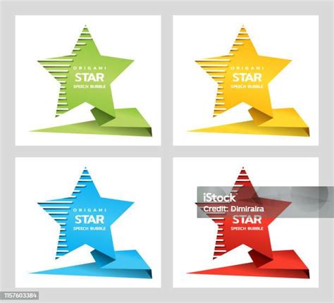 종이 접기 텍스트 음성 거품 별의 형태로 상 흰색에 고립 텍스트용 공간이 있는 종이 종이 접기 별 세트입니다 벡터 1에 대한 스톡 벡터 아트 및 기타 이미지 Istock