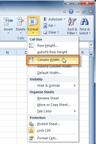 Increasing The Column Width Column Excel Cell