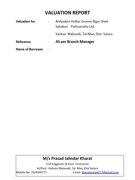 Valuation Report Pdf