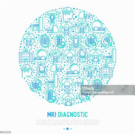 원 선 아이콘에서에서 Mri 진단 개념 현대 벡터 그림 웹 페이지 서식 파일 인쇄 매체 배너에 대 한 실험실 장비 Mri 스캐너에 대한 스톡 벡터 아트 및 기타 이미지