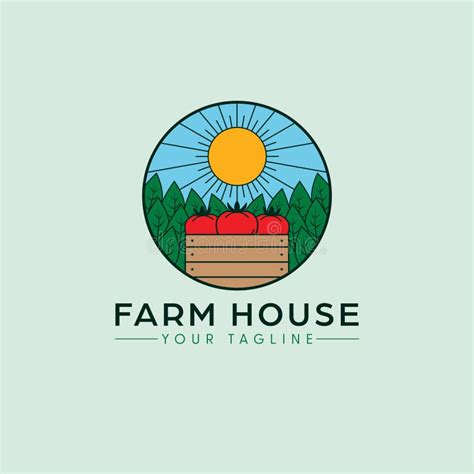 Farm House Logo Design Eco Farming Logotype Stock Vector