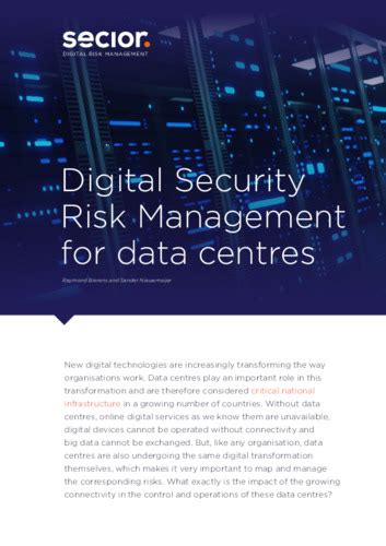 Digital Security Risk Management For Data Centres Security Insight