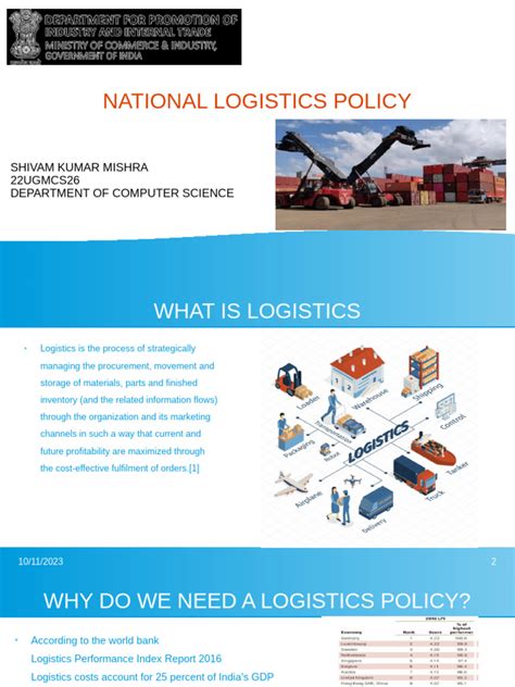 National Logistics Policy Shivam Kumar Mishra 22ugmcs26 Department Of Computer Science