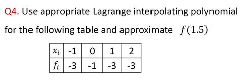 solved q4 use appropriate lagrange interpolating polynomial