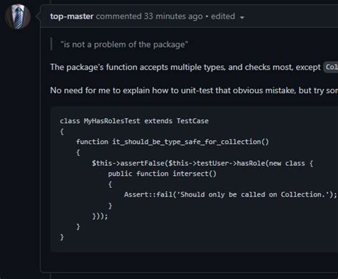 Haspermissionto Never Checks Roles Because Hasroles Trait Does Not Work With Collection