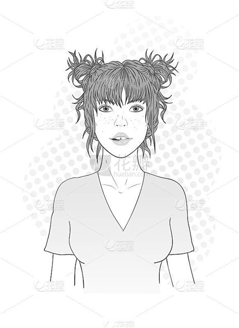 一个美丽的年轻女子的矢量插图