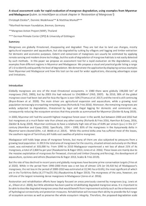 Pdf A Visual Assessment Scale For Rapid Evaluation Of Mangrove