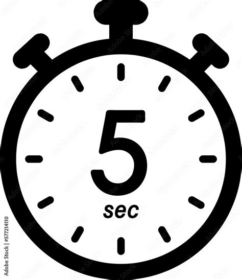 Five Seconds Stopwatch Icon Timer Symbol 5 Sec Waiting Time Vector Illustration Ilustración De