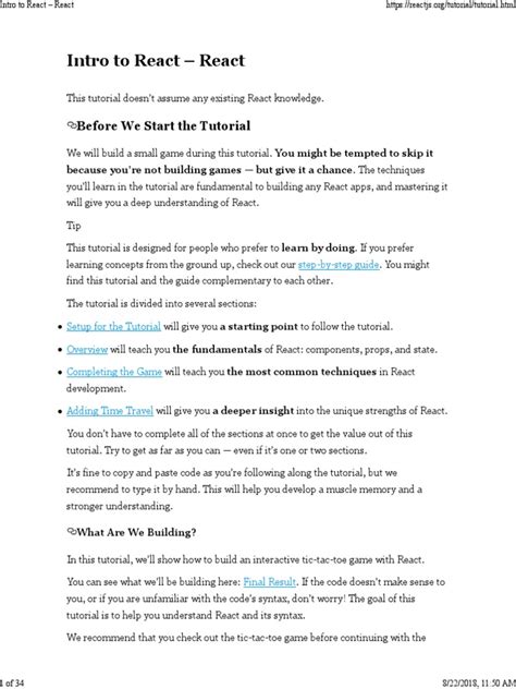 Tutorial Intro To React Pdf Java Script Computer Programming