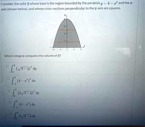 Solved Consider The Solid S Whose Base Is The Region Bounded By The Parabola Y 2 2x And The X