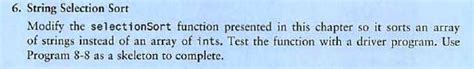 solved programming challenge 11 string selection sort