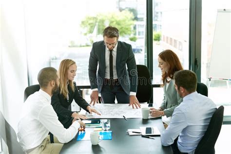 Business People Architect And Blueprint With Meeting In Office For Project Management And