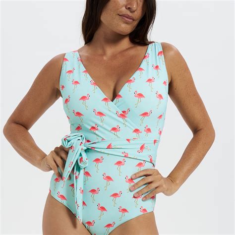 Flamingo Womens One Piece Wrap Swim Suit Sandbar Sandbar