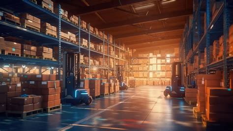 business management smart robotic warehouse ai generated image stock
