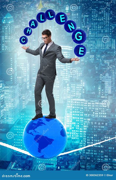 Businessman Walking Tight Rop In Challenge Concept Stock Image Image