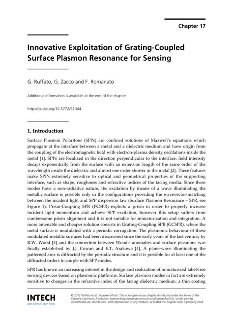Pdf Innovative Exploitation Of Grating Coupled Surface Plasmon Resonance For Sensing