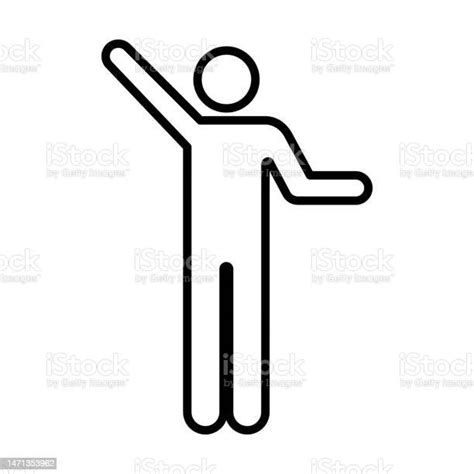 남자 제기 팔 아이콘 벡터 글리프 픽토그램 일러스트레이션에서 열린 손 기호를 가진 남성 사람 0명에 대한 스톡 벡터 아트 및