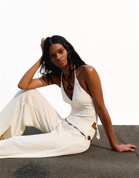 rustic asymmetric strappy top women bershka