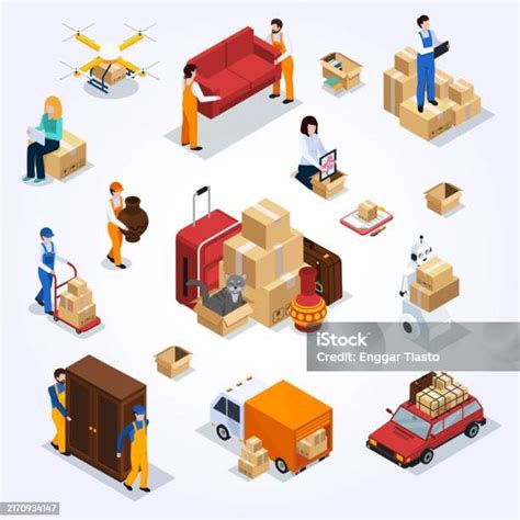 Relocation Service Isometric Flowchart Stock Illustration Download